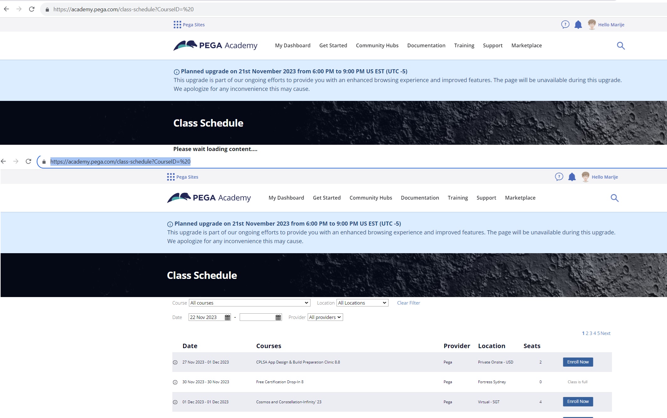 Instructor Training - scheduling calendar is down | Support Center